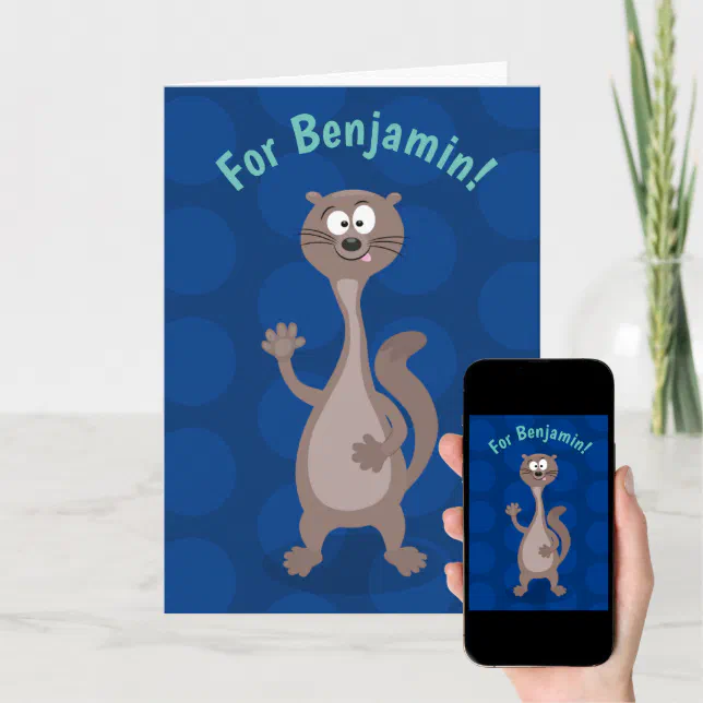 Funny weasel cartoon illustration card | Zazzle
