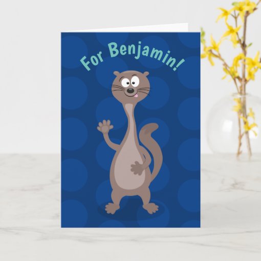Funny weasel cartoon illustration card | Zazzle