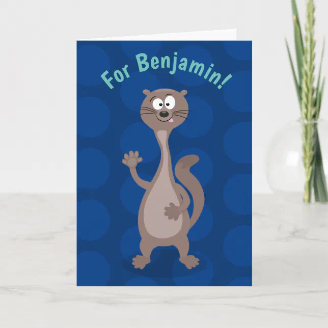 Funny weasel cartoon illustration card | Zazzle
