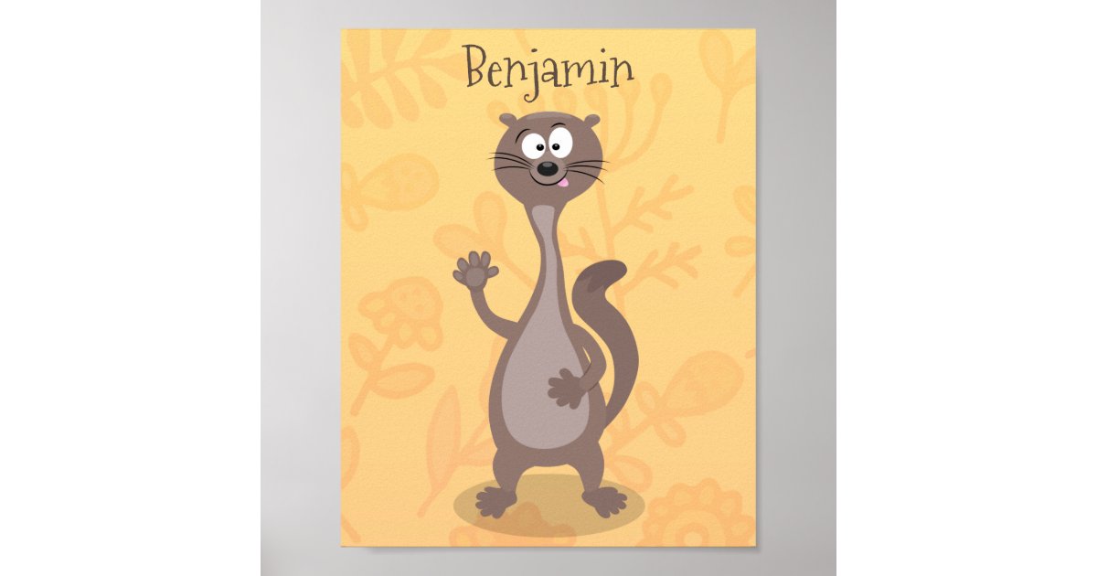 Funny weasel cartoon illustration poster | Zazzle