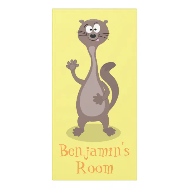 Funny weasel cartoon illustration saying hello door sign | Zazzle
