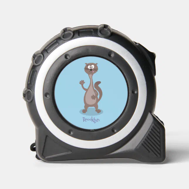 Funny weasel cartoon illustration tape measure | Zazzle