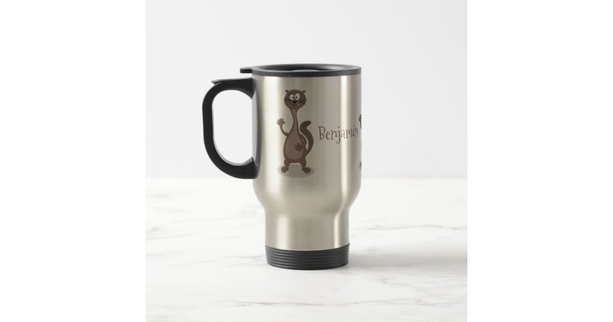 Funny weasel cartoon illustration travel mug | Zazzle