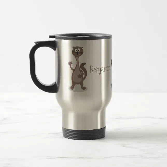Funny weasel cartoon illustration travel mug | Zazzle