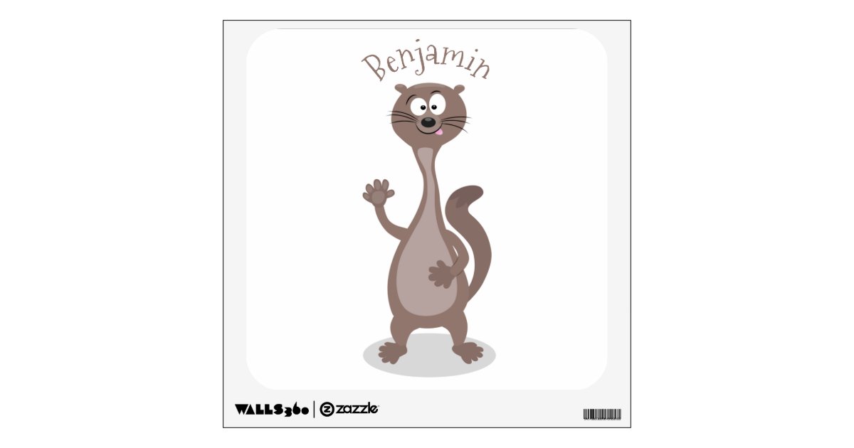 Funny weasel cartoon illustration wall decal | Zazzle