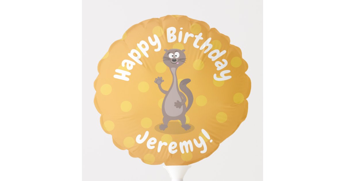 Funny weasel waving cartoon illustration balloon | Zazzle