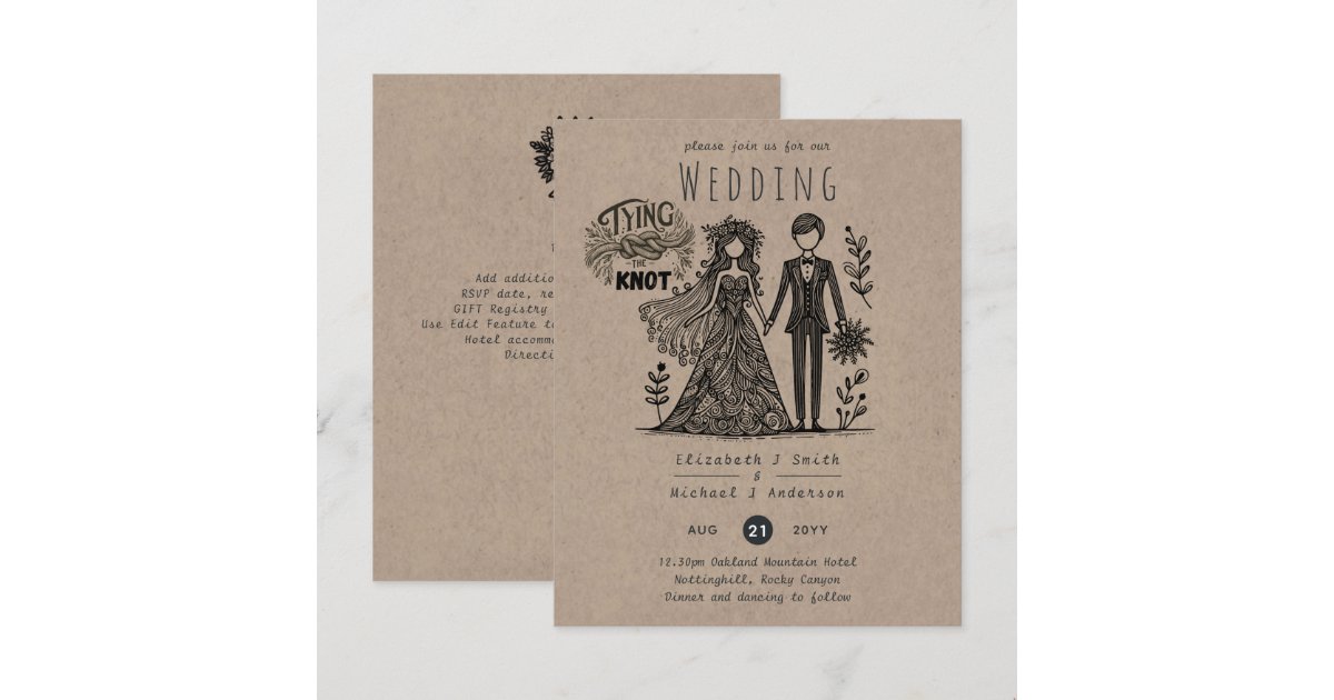 Funny Wedding Cartoon Bride Groom Handdrawn | Zazzle