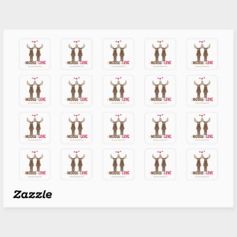 Funny Wedding Cute Humor Whimsical Moose Fun Square Sticker | Zazzle