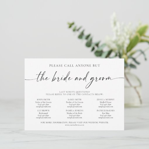 Funny Wedding Phone Numbers Contacts Card | Zazzle