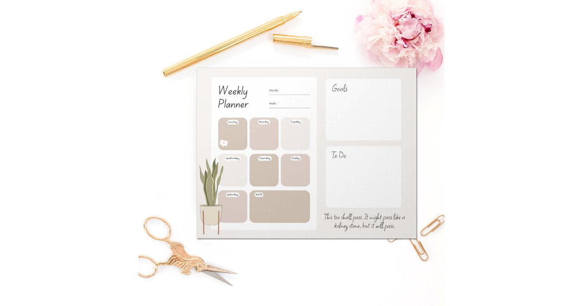 Funny Weekly Planner With Plant Notepad | Zazzle