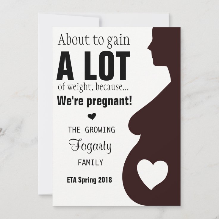 Funny Weight Gain Pregnancy Announcement | Zazzle