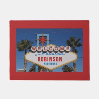 Funny welcome retro sign with your name doormat | Zazzle