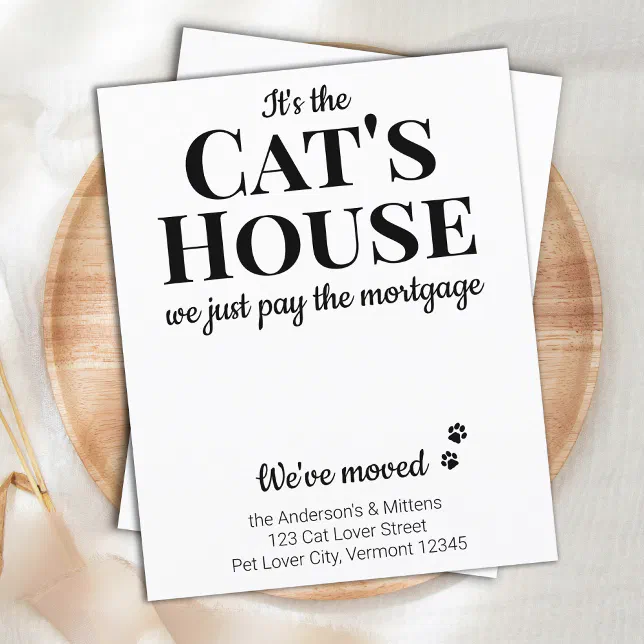 Funny We've Moved New Address Cat Pet Moving Announcement Postcard | Zazzle
