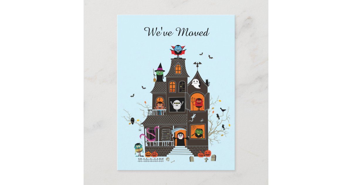 Funny We've Moved Spooky Haunted House Address Postcard | Zazzle