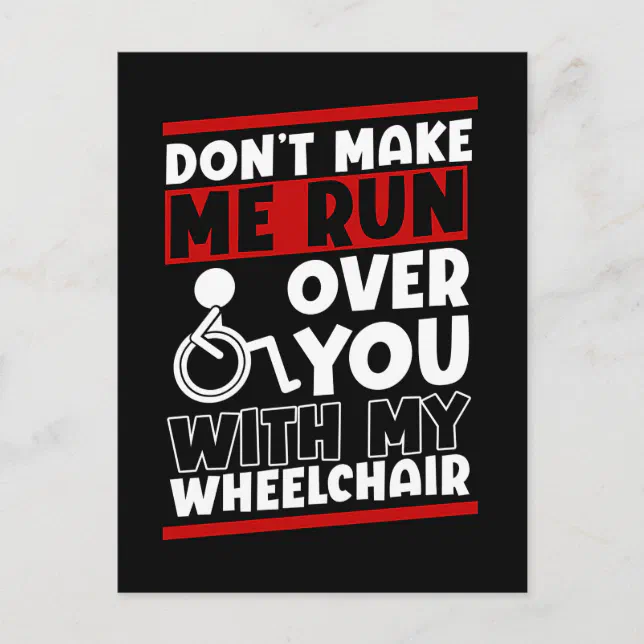 Funny Wheelchair Driver Humor Postcard | Zazzle