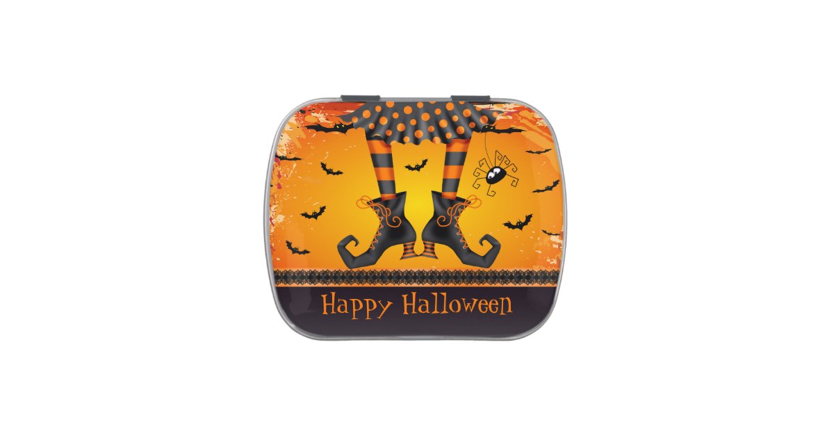 Funny Whimsical Witch Legs Halloween Party Favor Jelly Belly Candy Tin ...