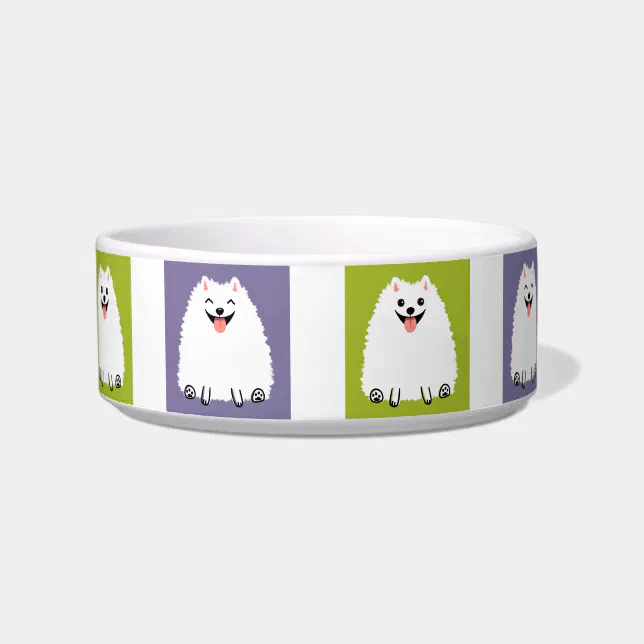 Funny White Pomeranian Cartoon Dog Cute Pommie Bowl | Zazzle