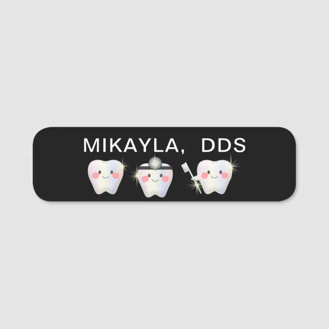 Funny White Teeth Dentistry Name Tag | Zazzle