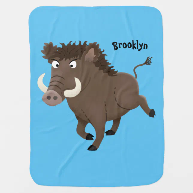 Funny wild boar razorback cartoon illustration baby blanket | Zazzle