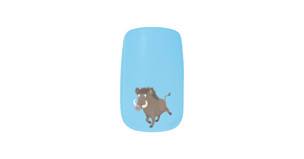 Funny wild boar razorback cartoon illustration minx nail art | Zazzle