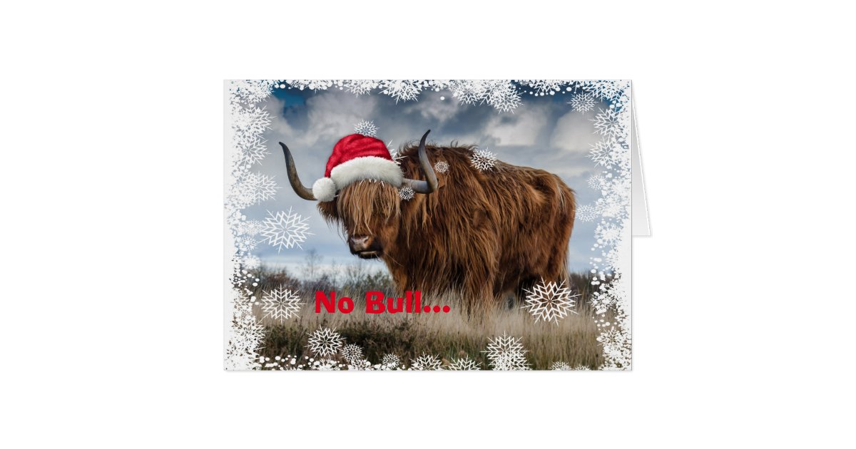 Funny Wild Yak Santa Hat Christmas Card | Zazzle