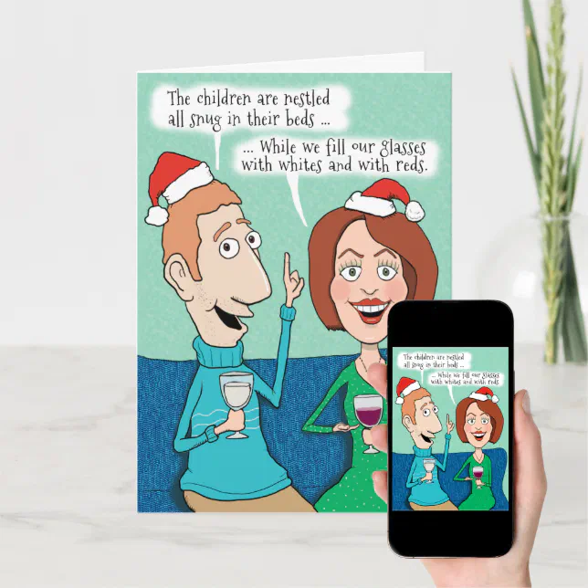 Funny Wine Drinkers Christmas Card | Zazzle