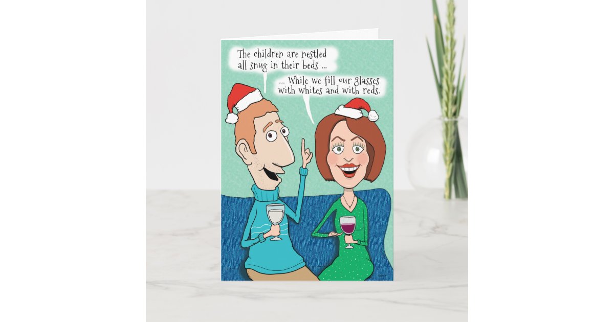 Funny Wine Drinkers Christmas Card | Zazzle