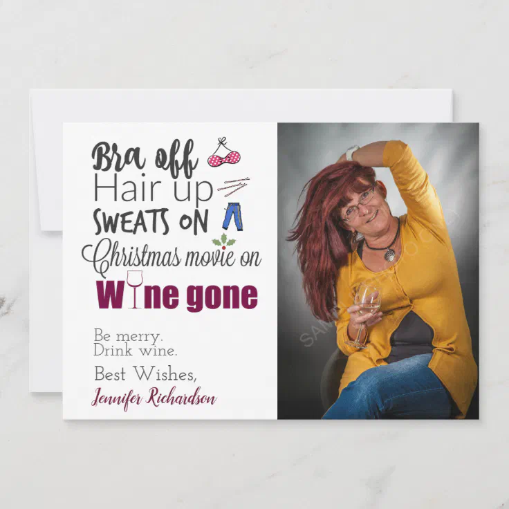 Funny Wine Drinkers Wine Gone Christmas Photo Holiday Card | Zazzle