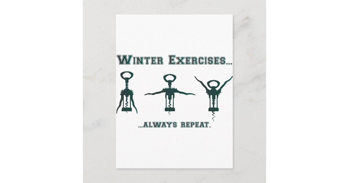 Funny Winter Exercises Postcard | Zazzle