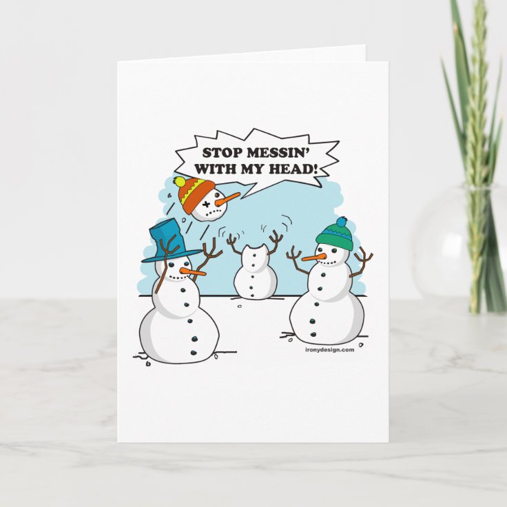Funny Winter Snowmen Cartoon Holiday Card | Zazzle
