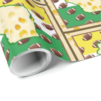 Funny Wisconsin Cheese Head Football Birthday Wrapping Paper | Zazzle