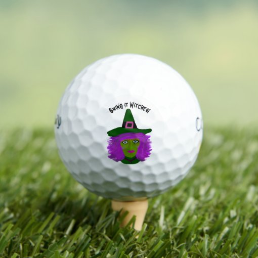 Funny Witch Halloween Golf Balls | Zazzle