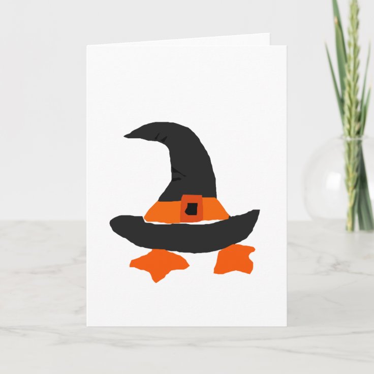 Funny Witch Hat with Duck Feet Underneath Card | Zazzle