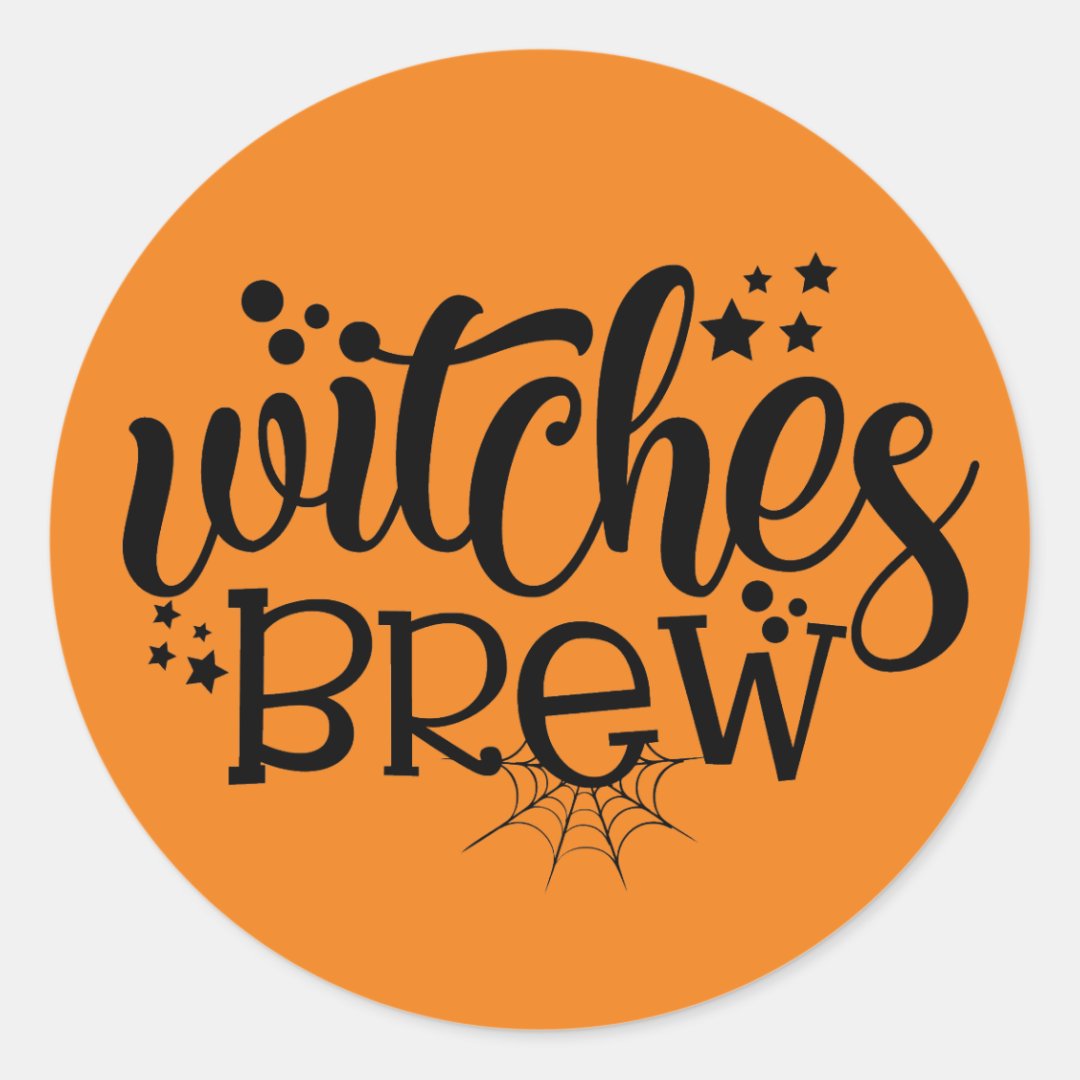 Funny witches brew word art Halloween Classic Round Sticker | Zazzle