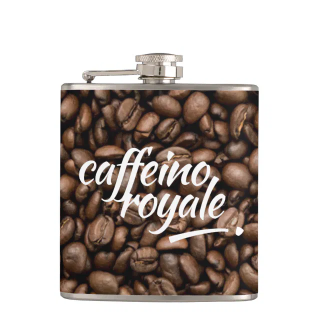 Funny Witty Pun Caffeino Royale Flask | Zazzle
