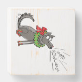 Funny Wolf Christmas Happy Howlidays Holiday Wooden Box Sign | Zazzle