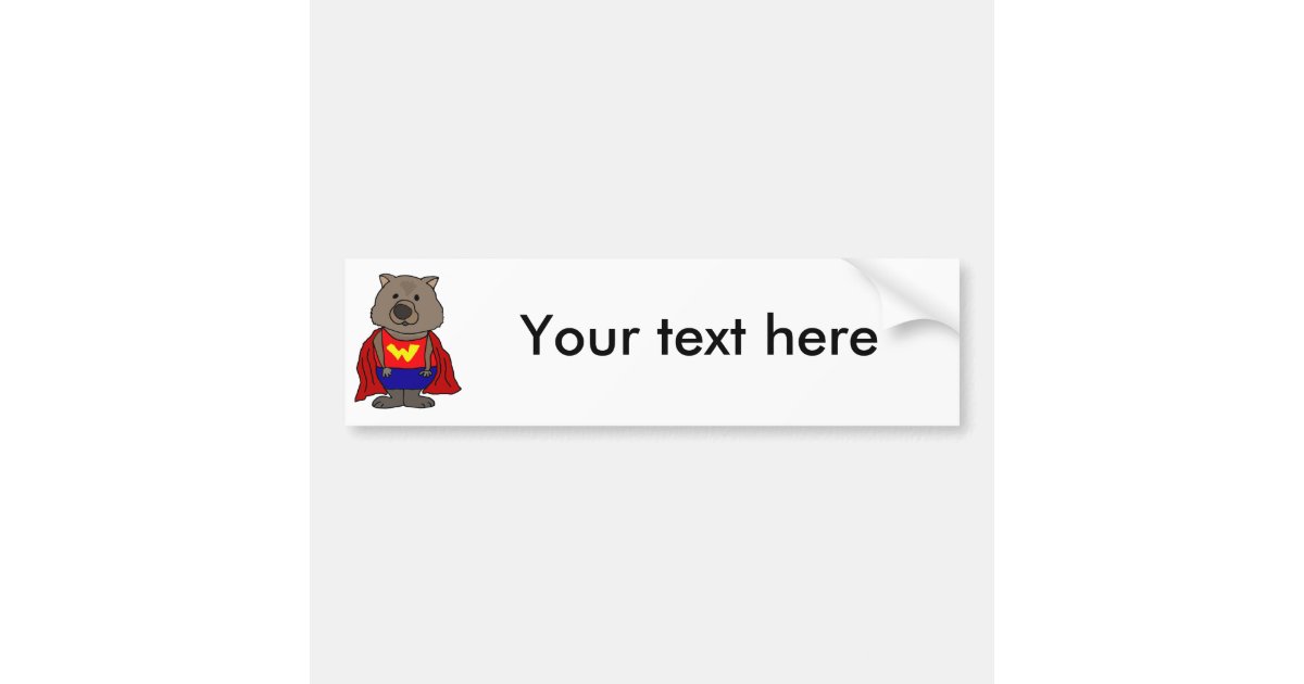 Funny Wonder Wombat Superhero Cartoon Art Bumper Sticker | Zazzle.com