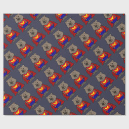 Funny Wonder Wombat Superhero Cartoon Art Wrapping Paper | Zazzle