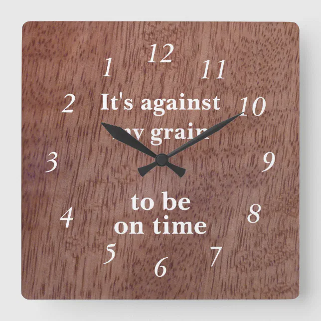 Funny Wood Grain Backwards Clock Mango Custom | Zazzle