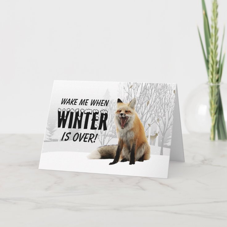Funny Woodland Fox Tired Of Winter Cold Get Well Card | Zazzle