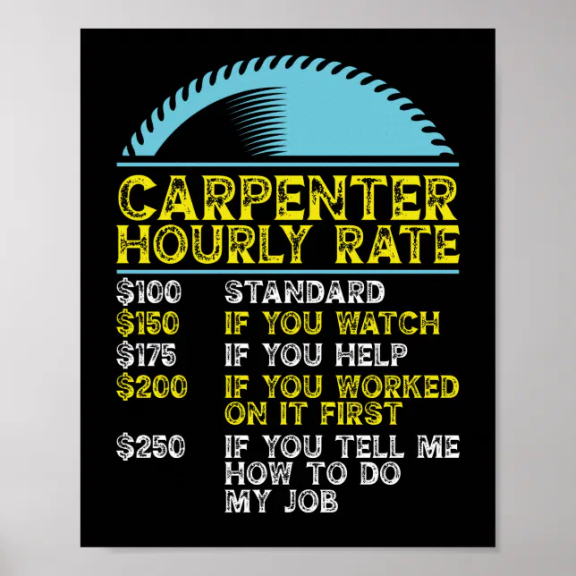 Funny Woodworking Dad Carpenter Carpenter Hourly Poster | Zazzle