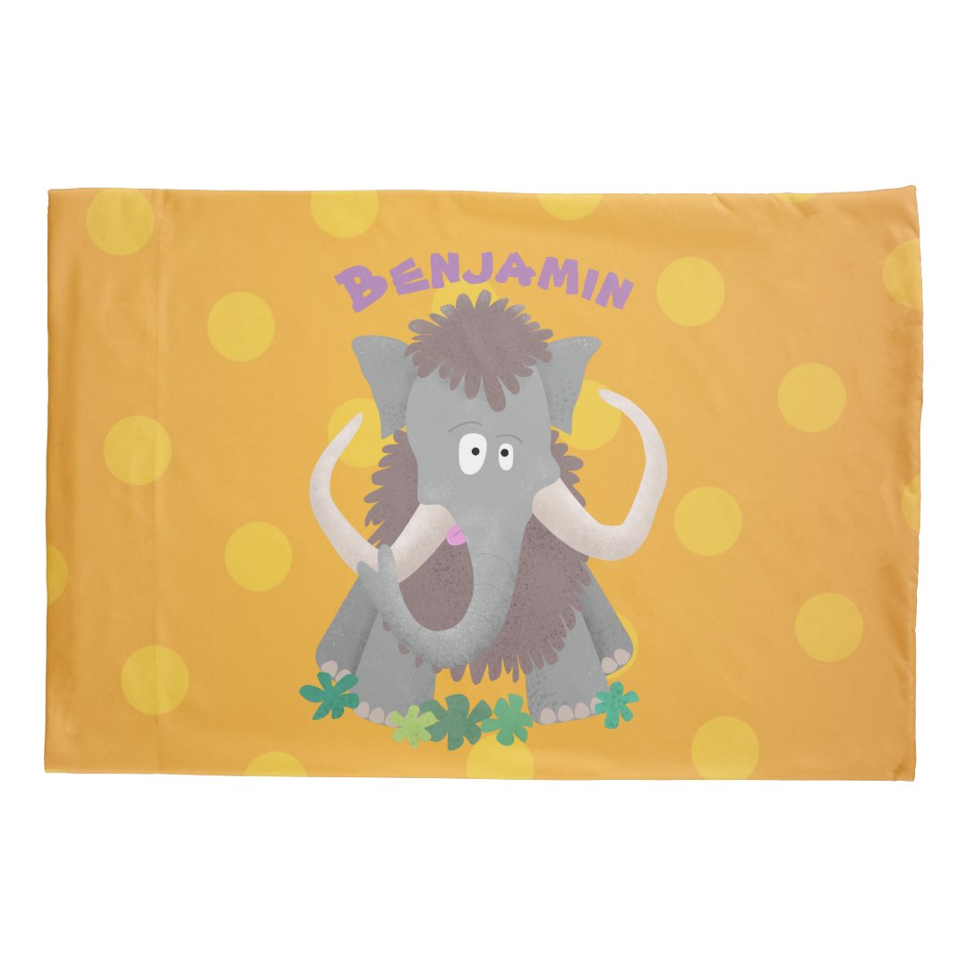 Funny woolly mammoth cartoon illustration pillow case | Zazzle