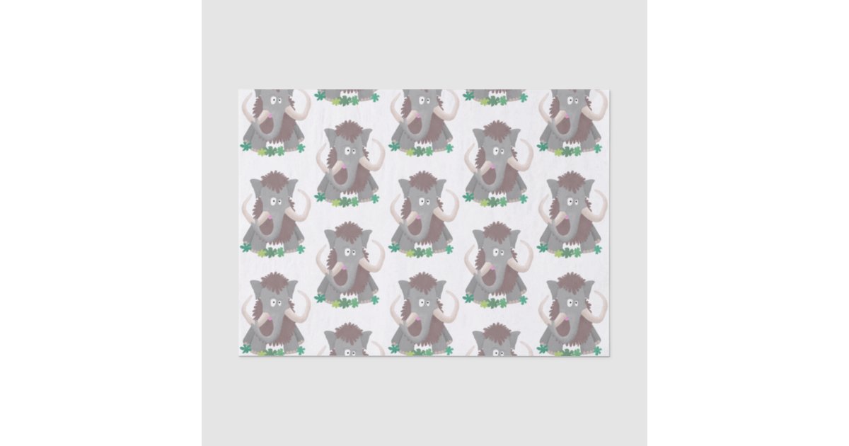 Funny woolly mammoth cartoon illustration tissue paper | Zazzle