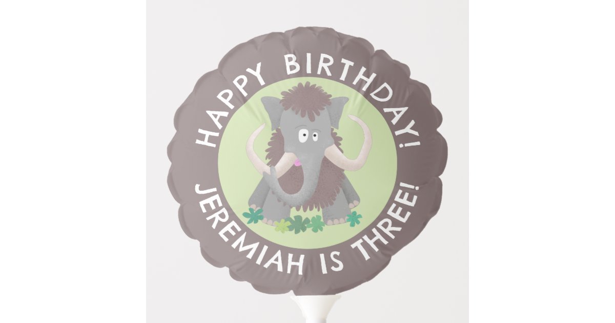 Funny woolly mammoth cartoon personalized birthday balloon | Zazzle