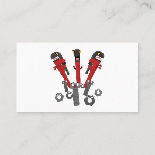 Funny wrench monster tools humour cartoon business card | Zazzle