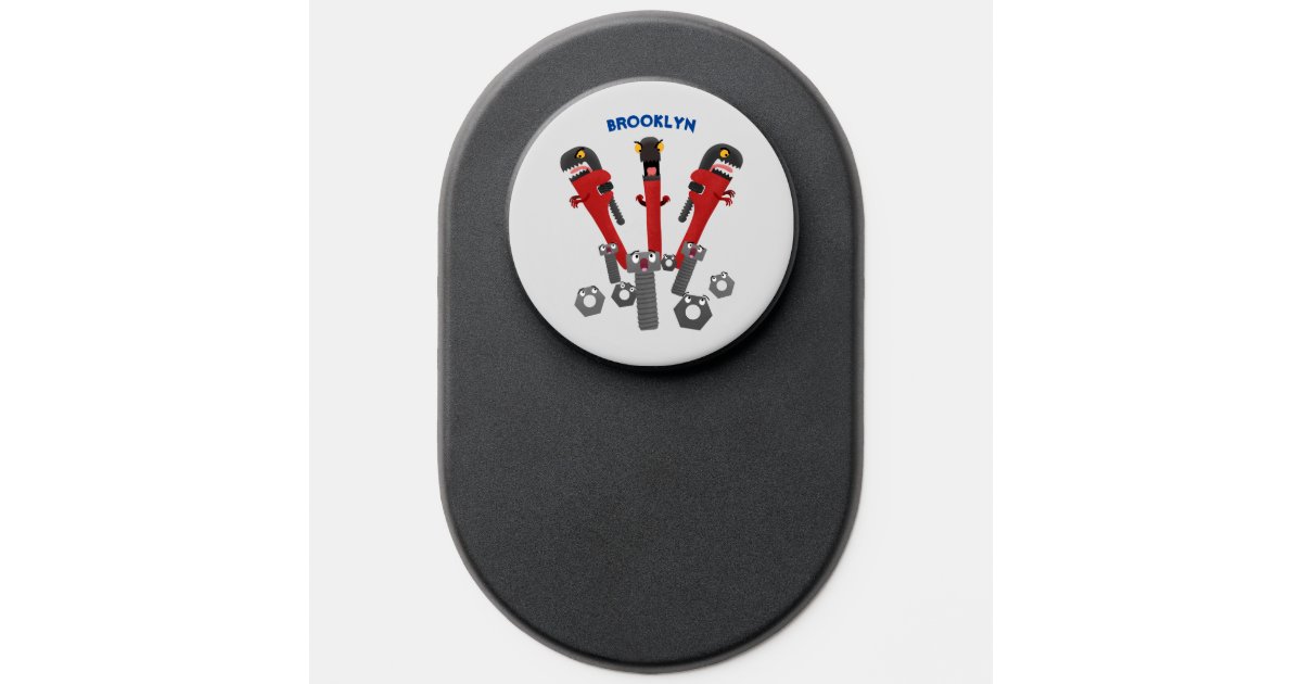Funny wrench monster tools humour cartoon PopSocket | Zazzle