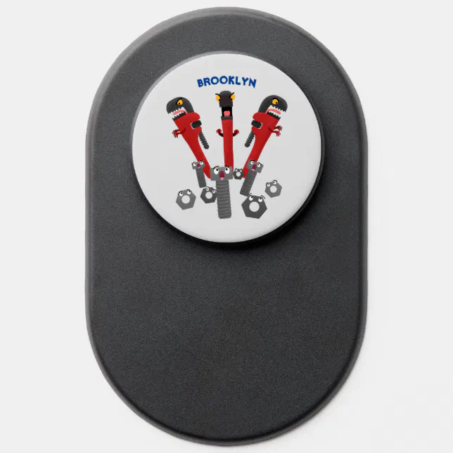 Funny wrench monster tools humour cartoon PopSocket | Zazzle