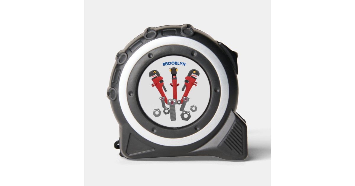 Funny wrench monster tools humour cartoon tape measure | Zazzle