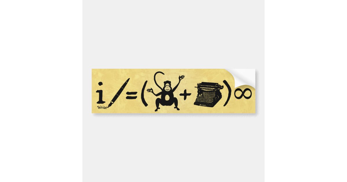 Funny Writer Monkey Typewriter Equation Bumper Sticker | Zazzle