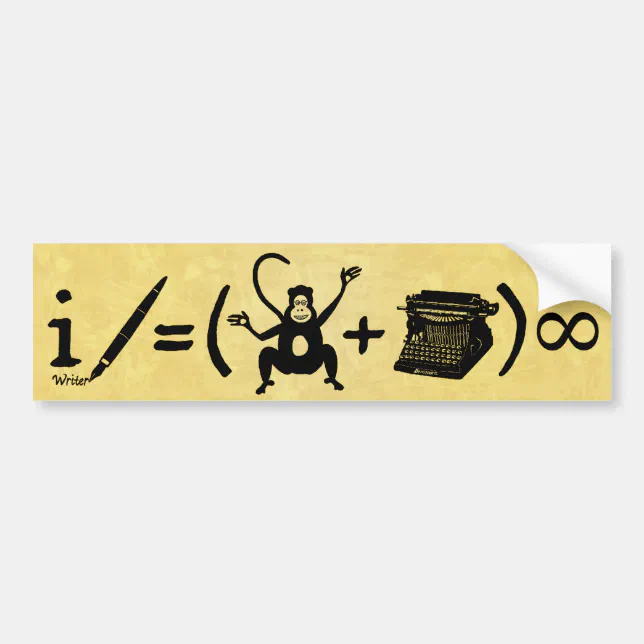 Funny Writer Monkey Typewriter Equation Bumper Sticker | Zazzle